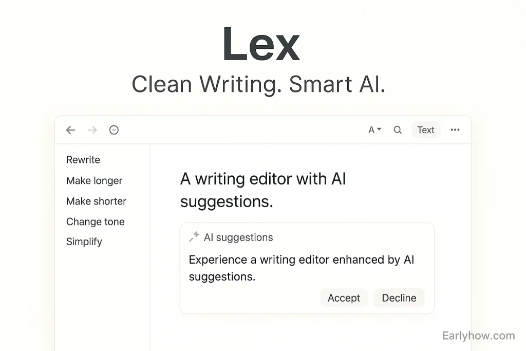 Lex AI Tool (2025) – Minimalist AI Writing Tool | EarlyHow